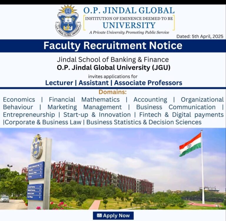 Faculty Recruitment 2025 | O.P. Jindal Global University (JGU) – Apply ...